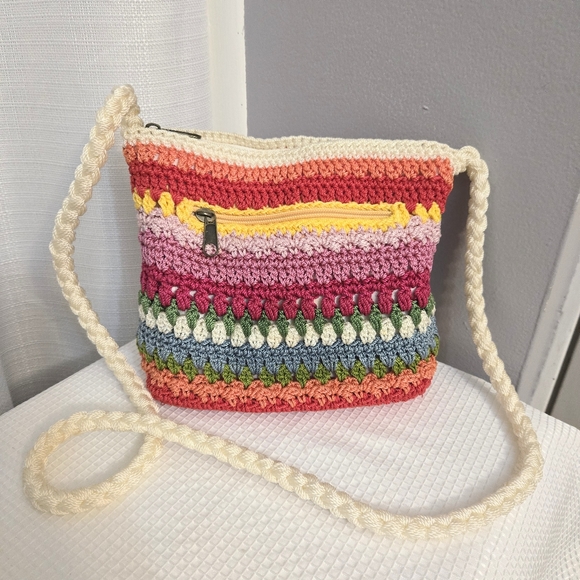 croft & barrow | Bags | Croft Barrow Crochet Purse Rainbow Tote Braided ...